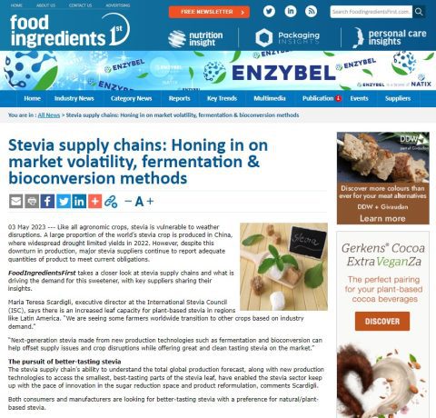 HOWTIAN Interview in Food Ingredients 1st: Stevia Supply Chains